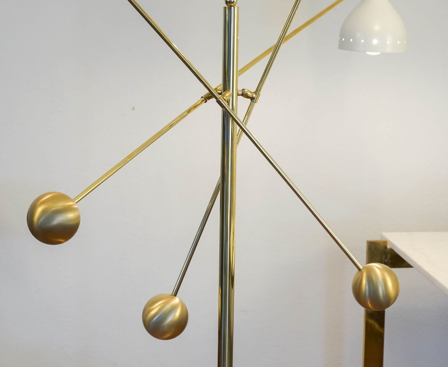 Contrappeso Terra, Brass Floor Lamp , Pivoting Three-Arm with twin ...